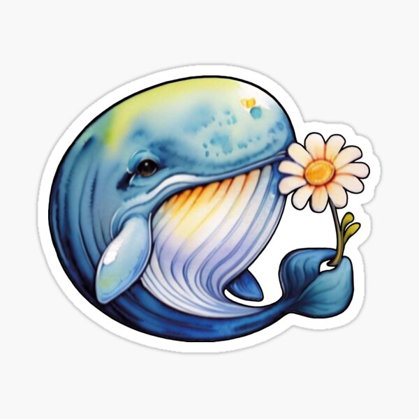 "Daisy Greetings: The Happy Whale" Sticker by abo66 | Redbubble