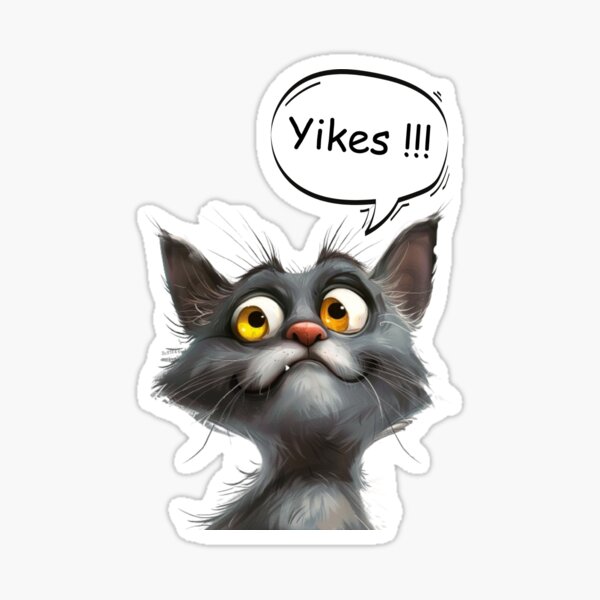 "Black Cat Yikes " Sticker for Sale by Passionac | Redbubble