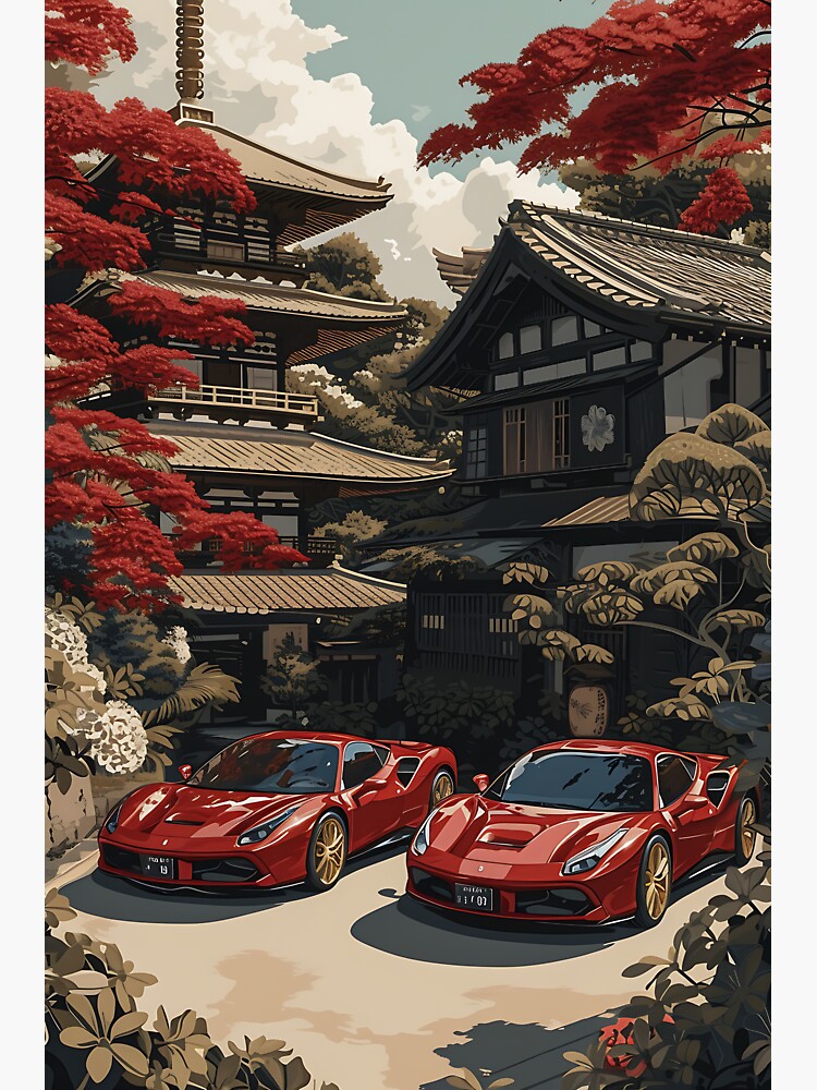 "Modern Meets Classic Supercars Illustration" Sticker for Sale by ...
