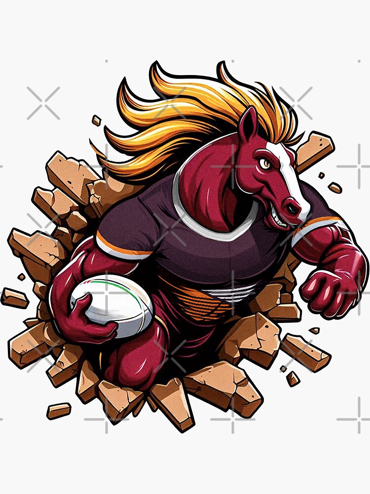 "Brisbane Broncos Smash Through" Sticker for Sale by musclestache ...