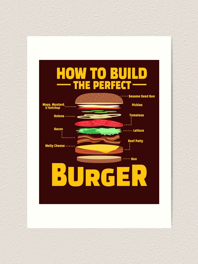 "Cheeseburger Blueprint - How To Build The Perfect Burger" Art Print ...