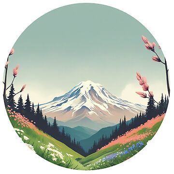 "Minimalist Mount Rainier Landscape" Sticker for Sale by coffeebrainnw ...