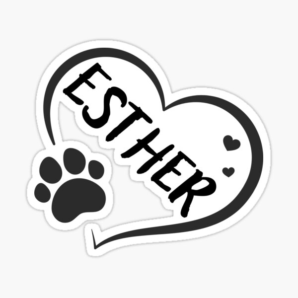 "Esther dog or cat name in a heart with a paw, great gift for dog or ...