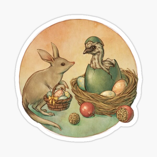 "Bilby and Baby Emu Easter Egg Hunt" Sticker for Sale by Mazarineart ...