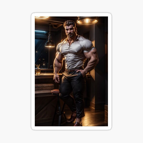 "Muscular Guy Dressed up at the Club" Sticker for Sale by ...