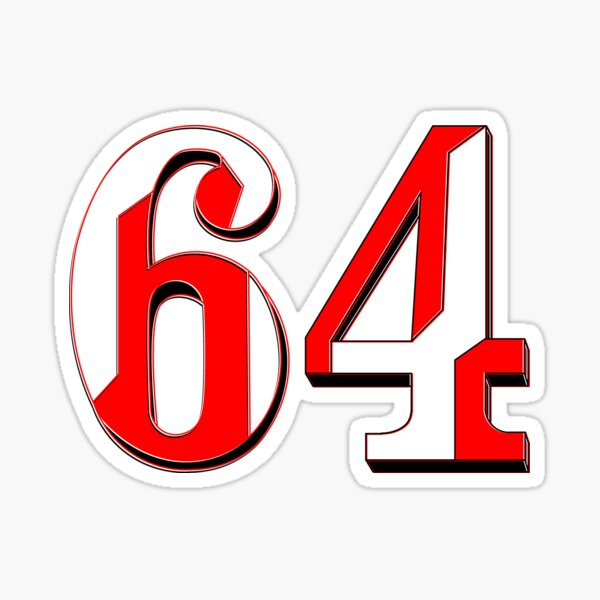 "number sixty four digit 64 order sequence team member age" Sticker for ...