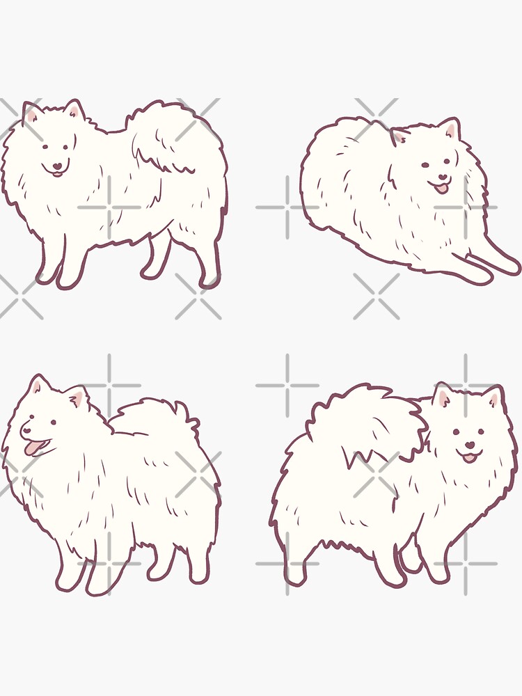 "Cute japanese spitz pack " Sticker for Sale by Mayarart | Redbubble
