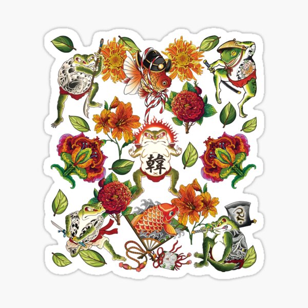 "Japanese Frog Tattoo" Sticker for Sale by Everpop | Redbubble