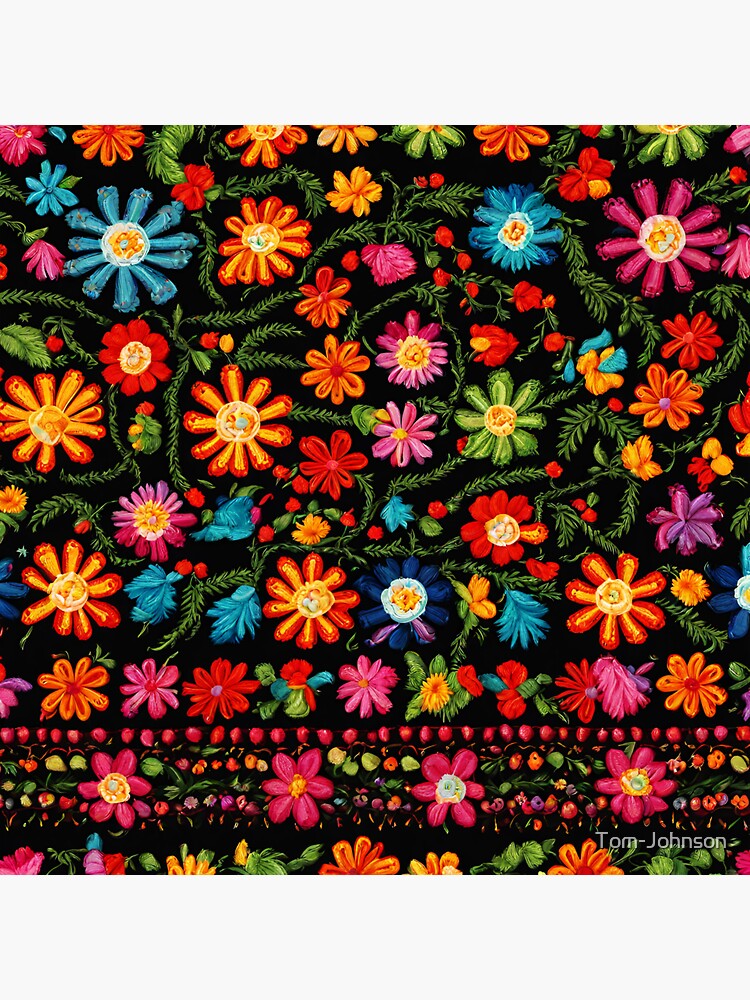 "Traditional Mexican Floral Embroidery" Sticker for Sale by Tom-Johnson ...