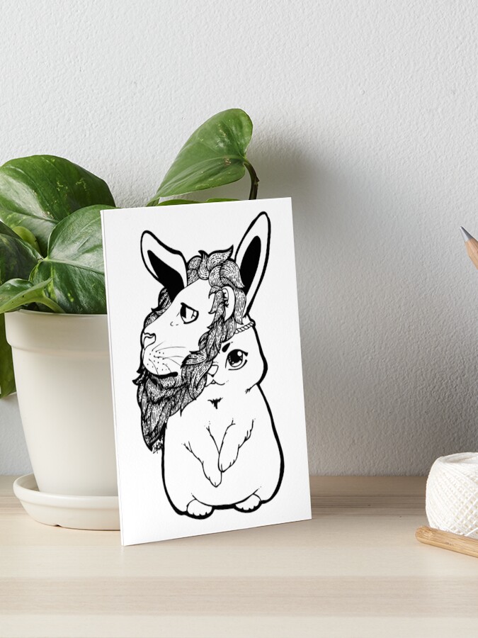 "Rabbit with a Lion Mask" Art Board Print for Sale by ZaryaKiqo | Redbubble