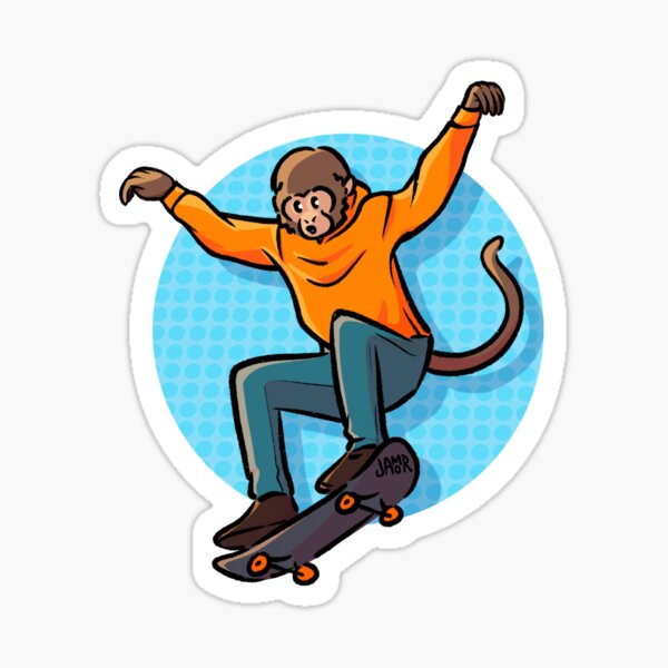 "Skate Monkey" Sticker for Sale by jastinamor | Redbubble