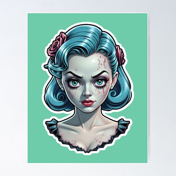 "Cute Vintage Anime Zombie Pinup Girl" Poster for Sale by TheArtOfPat ...