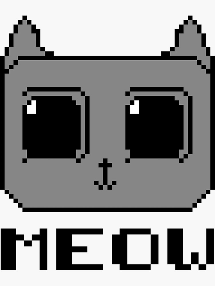 "TICKLE TEES Meow Pixel Art! Virtual Pet Cat" Sticker for Sale by ...