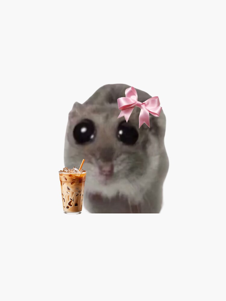 "Sad Hamster with Iced Coffee" Sticker for Sale by edrouillard | Redbubble