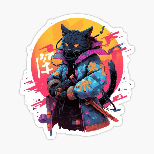 "Neon Ninja Cat" Sticker for Sale by NeonHorizon | Redbubble