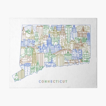 "Connecticut State Landmarks Map Artwork Earth" Art Board Print for ...