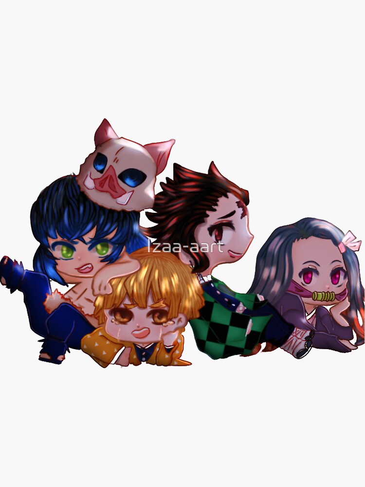 "Cute chibi demon slayer" Sticker for Sale by Izaa-aart | Redbubble