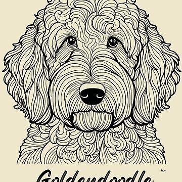 "Line Drawing Goldendoodle " Sticker for Sale by critterpatchusa ...