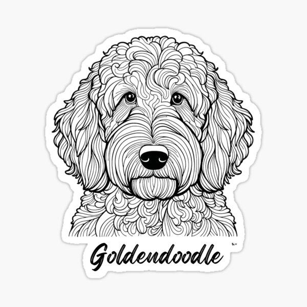 "Line Drawing Goldendoodle " Sticker for Sale by critterpatchusa ...