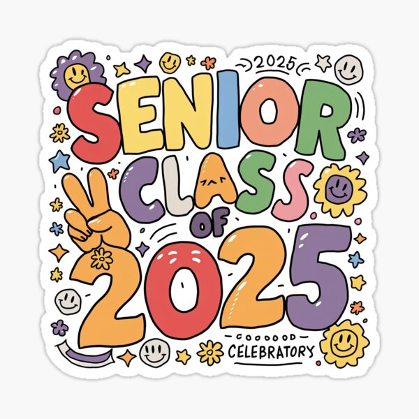 "Senior 2025 Class Of 2025 Seniors Graduation Retro Groovy" Sticker for ...
