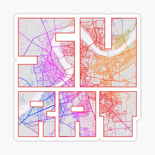 "Surat City Map of Gujarat, India - Colorful" Sticker for Sale by deMAP ...