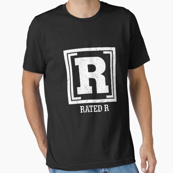 "R Rated R Shirt Restricted Shirt Film-Rating Shirt" Essential T-Shirt ...