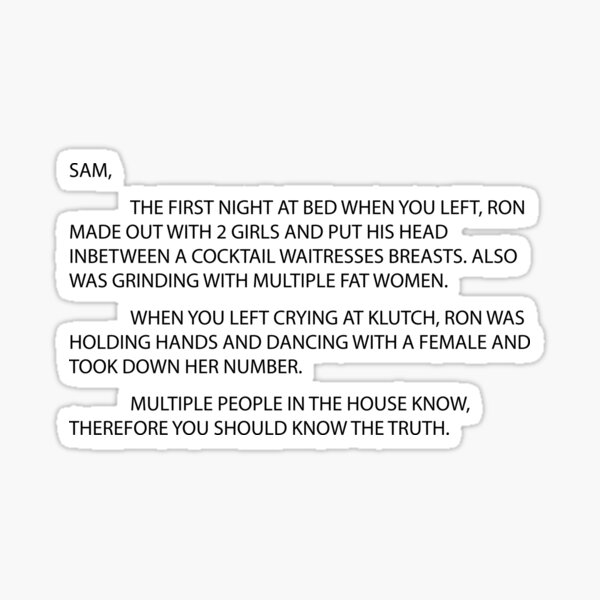 "letter to sam sammi sammy" Sticker for Sale by PineLemon | Redbubble