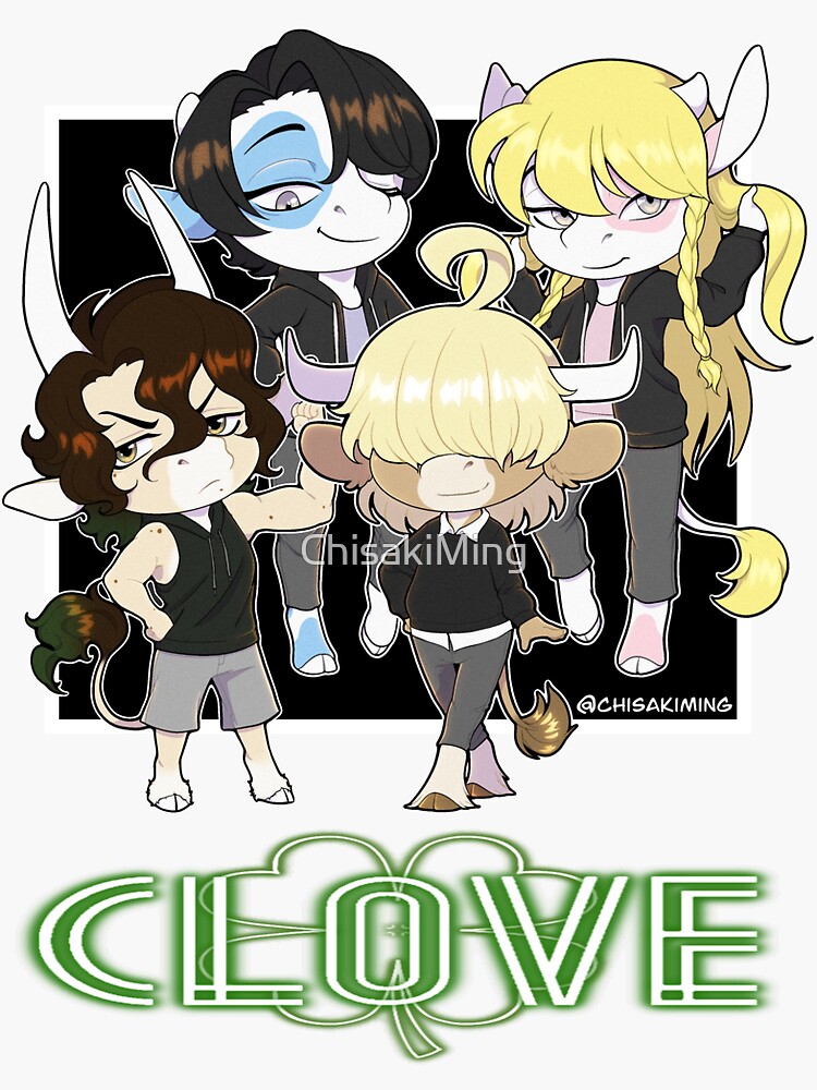 "CLOVE Members Chibi: Lucas, Alexei, Tae, and Jae (w/ Logo)" Sticker ...