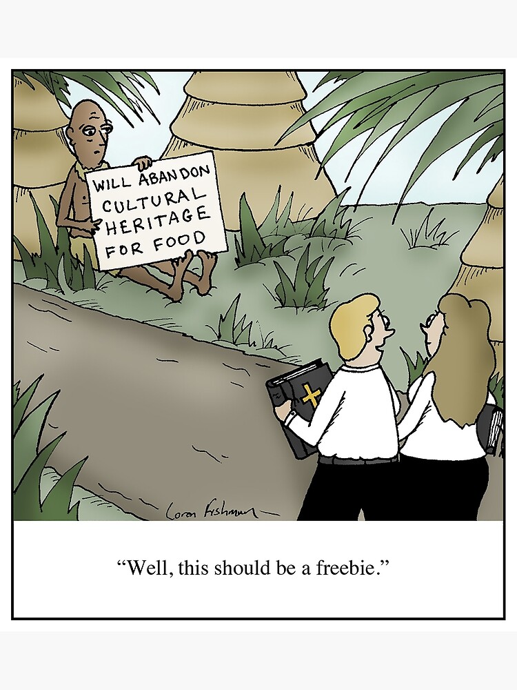 "Missionaries Native Cultures Conversion Cartoon" Greeting Card for ...