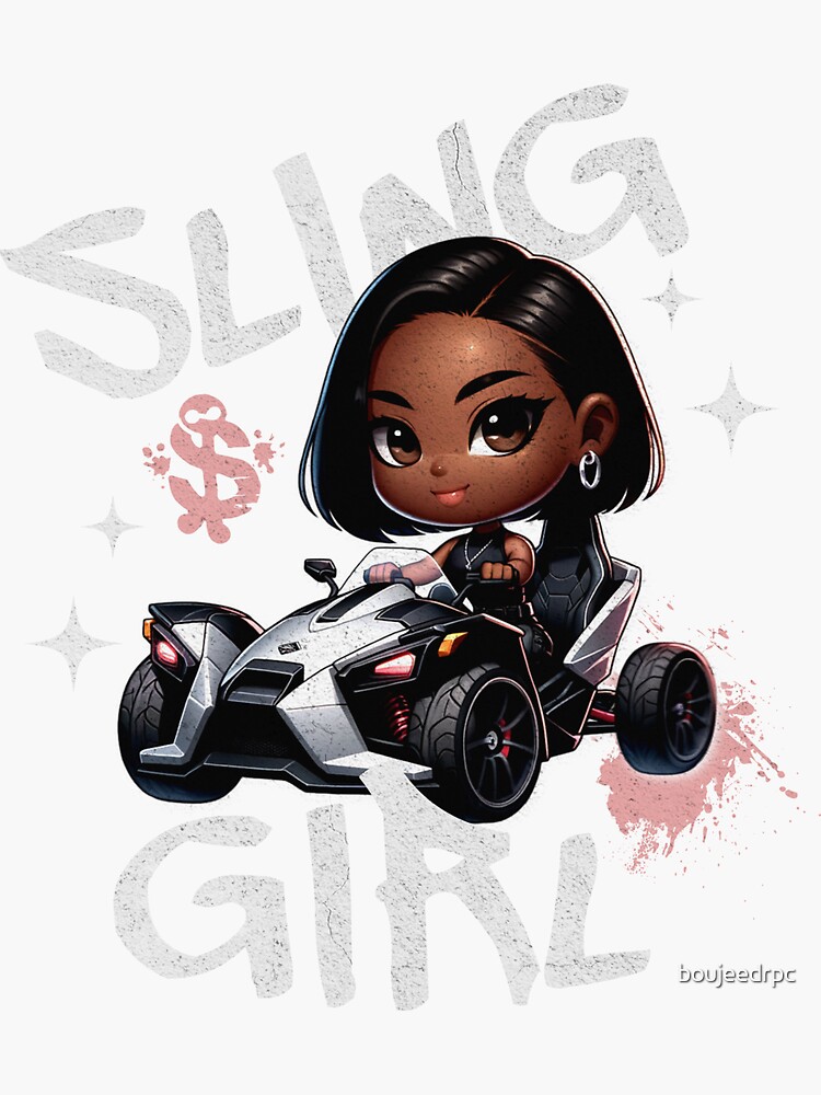 "Black Chibi Girl Driving a Polaris Slingshot" Sticker for Sale by ...