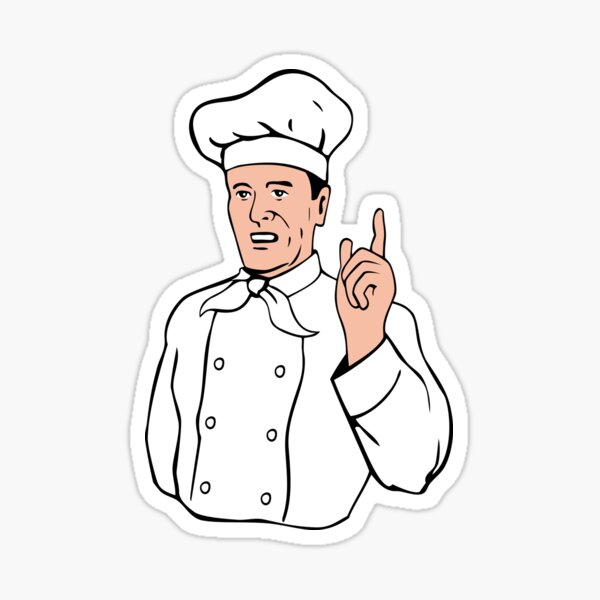 "Chef Pointing Finger Up Retro" Sticker by retrovectors | Redbubble