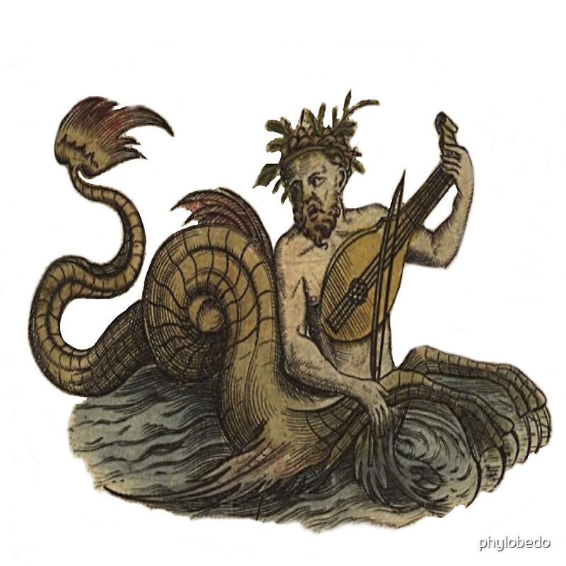 "vintage picture of merman" by phylobedo | Redbubble