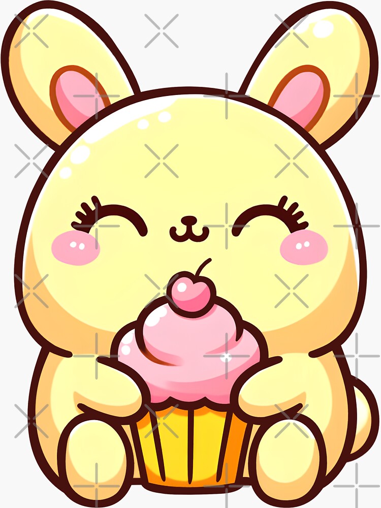 "Bunny with cupcake" Sticker for Sale by Delidream | Redbubble