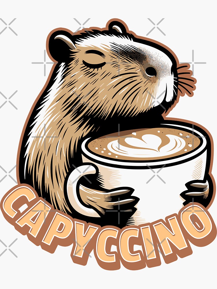 "Capycino - Coffee Capybara - Coffeebara - Capybarista " Sticker for ...