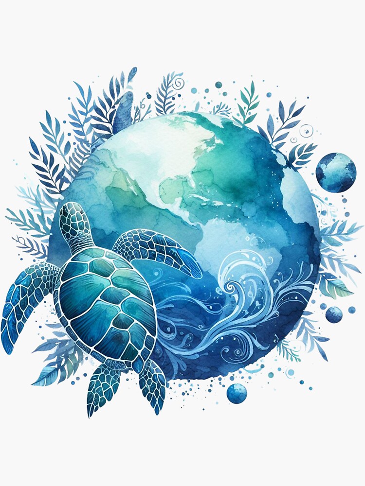 "Art Save the Planet sea turtle earth day 2024 april " Sticker for Sale ...