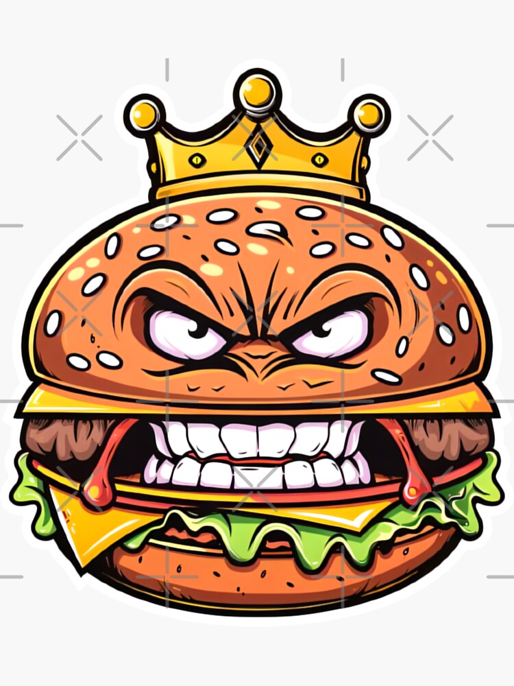 "Angry Cheese Burger King" Sticker for Sale by shortie-aiart | Redbubble