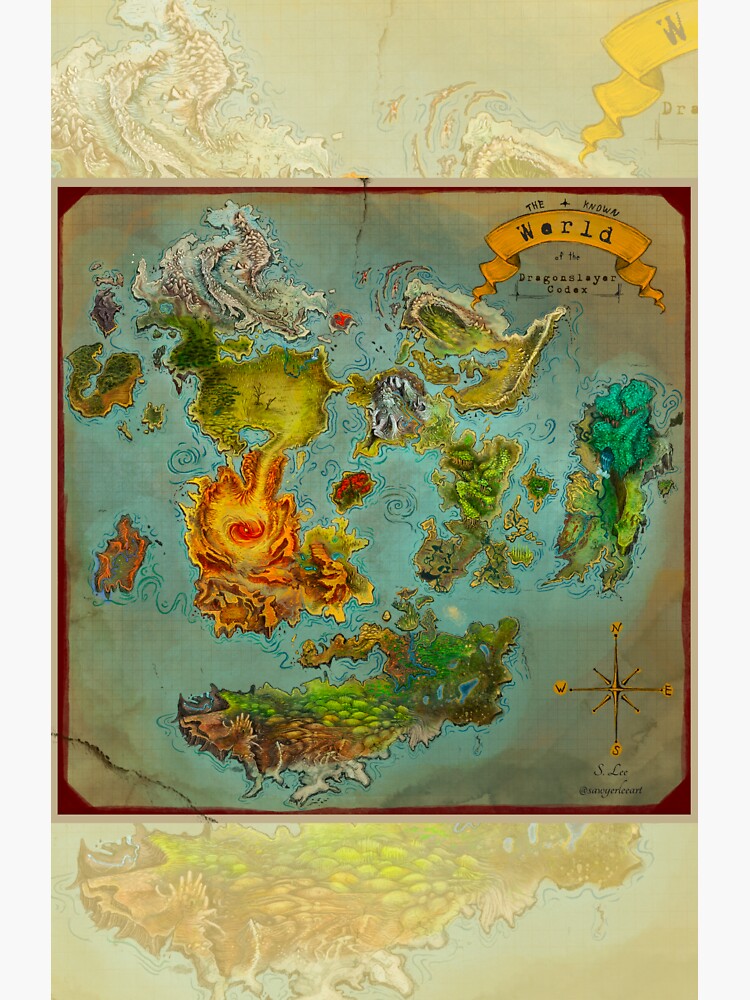 "Great Map of the Dragonslayer Codex" Sticker for Sale by sleeart ...