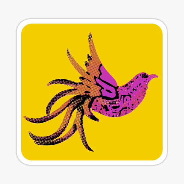"Pretty Pink Flamboyant Bird In Flight ON Yellow" Sticker for Sale by ...