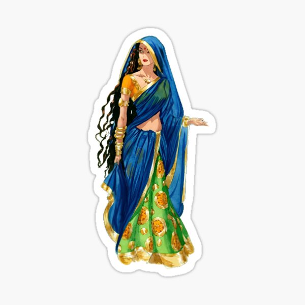 "A Girl in Saree" Sticker for Sale by Alair-In | Redbubble