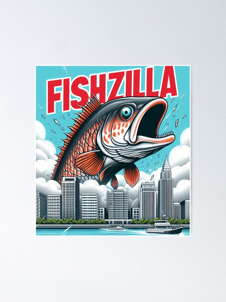 " The Rise of Fishzilla" Poster for Sale by Moad Fahim | Redbubble