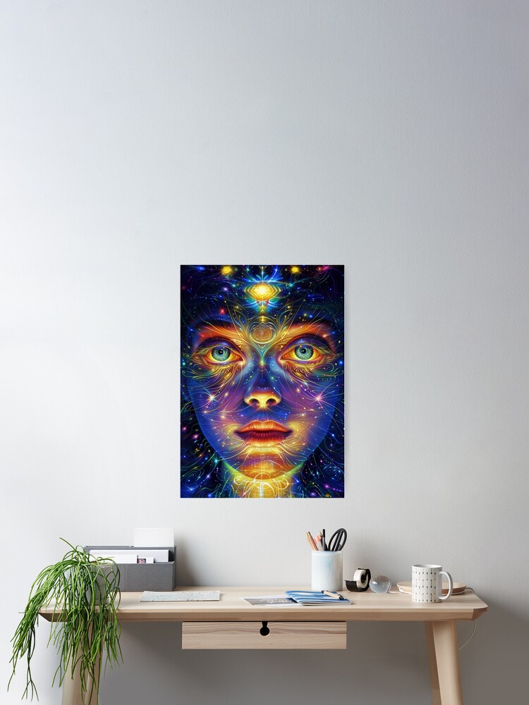 "Celestial Starseed Woman in Fractal DMT Art - Cosmic Awakening" Poster ...