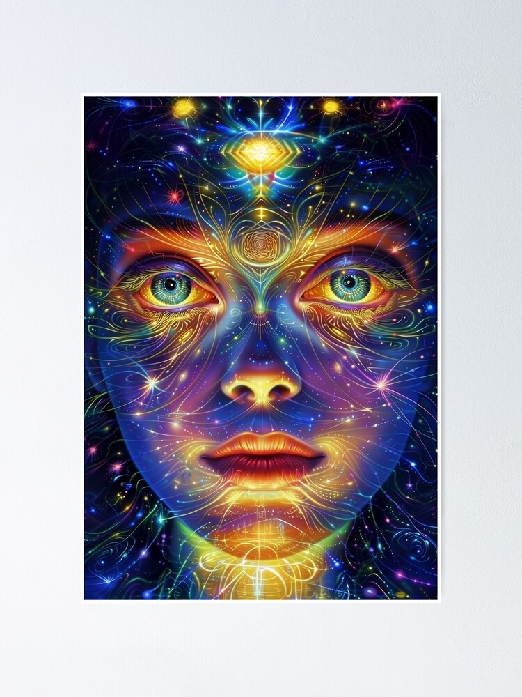 "Celestial Starseed Woman in Fractal DMT Art - Cosmic Awakening" Poster for Sale by Mystikos Art ...