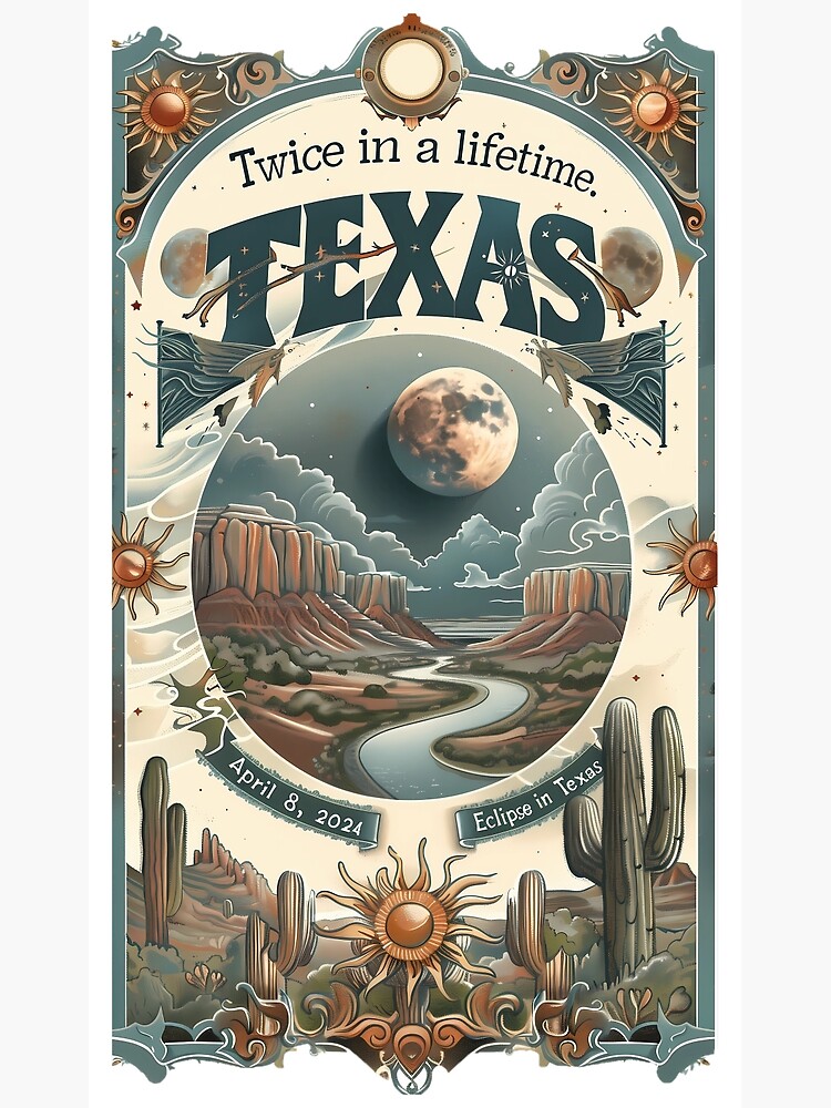 "2024 Texas Solar Eclipse: Commemorative Artwork" Poster for Sale by ...