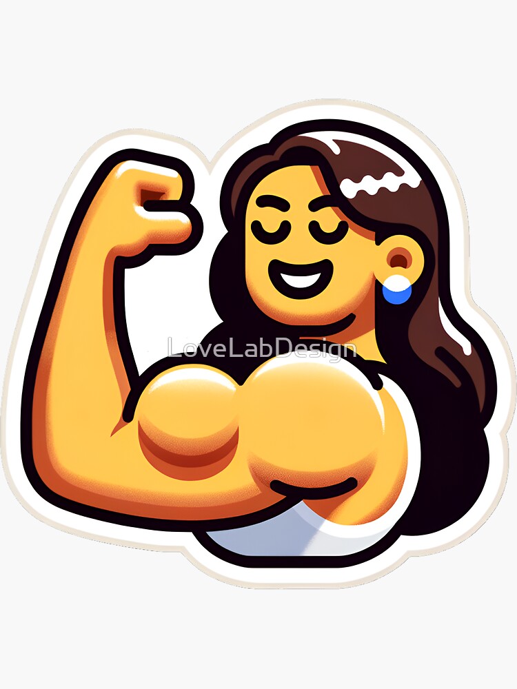 "Female Bodybuilder Bicep Emoji" Sticker for Sale by LoveLabDesign ...