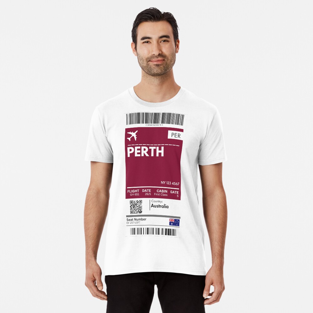 "Perth Airplane Boarding pass" Sticker for Sale by RoamInk | Redbubble