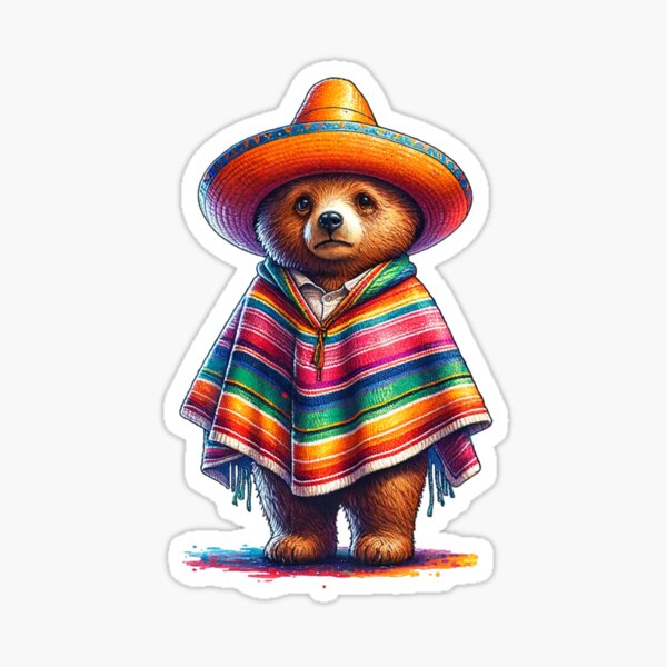 "Bear Mexican Poncho" Sticker for Sale by beautyarisa | Redbubble