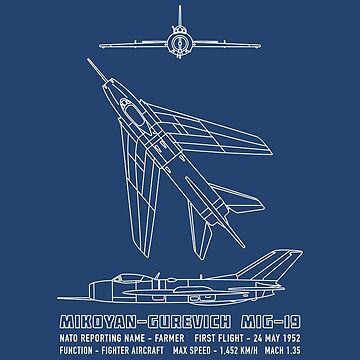 "MiG 19 Russian Fighter Plane Blueprints Infographic Diagrams" Sticker ...