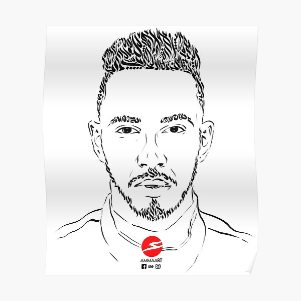 Póster «Retrato de caligrafía de Lewis Hamilton (blanco) - Original de ...