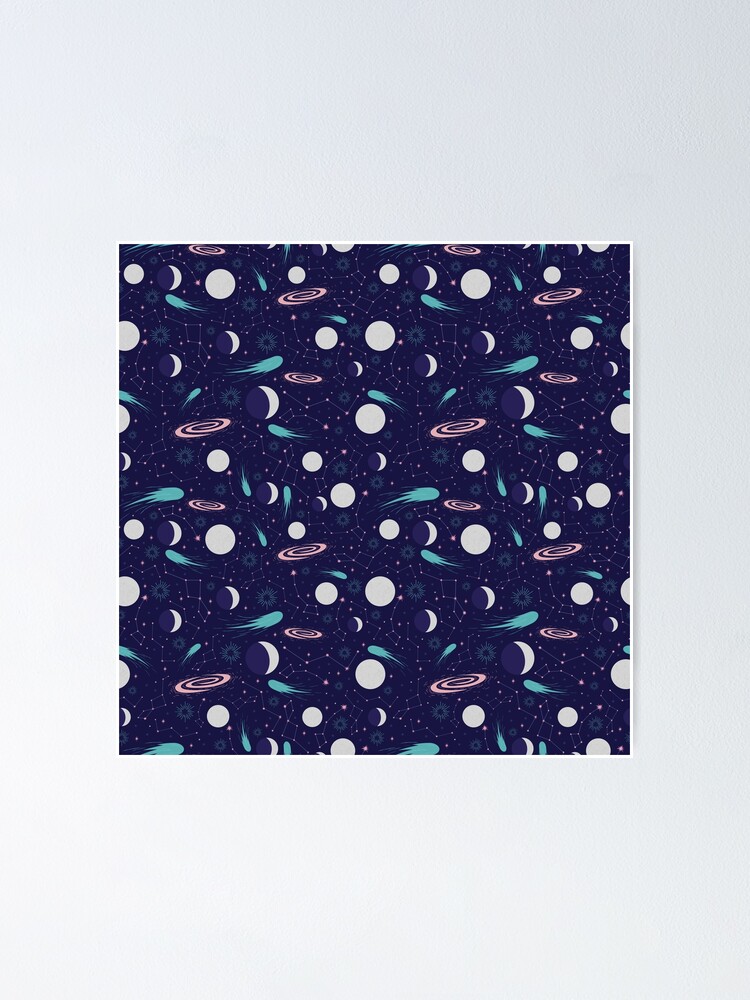 "Moon and meteoroids amoung pink constellation" Poster by Pinata ...