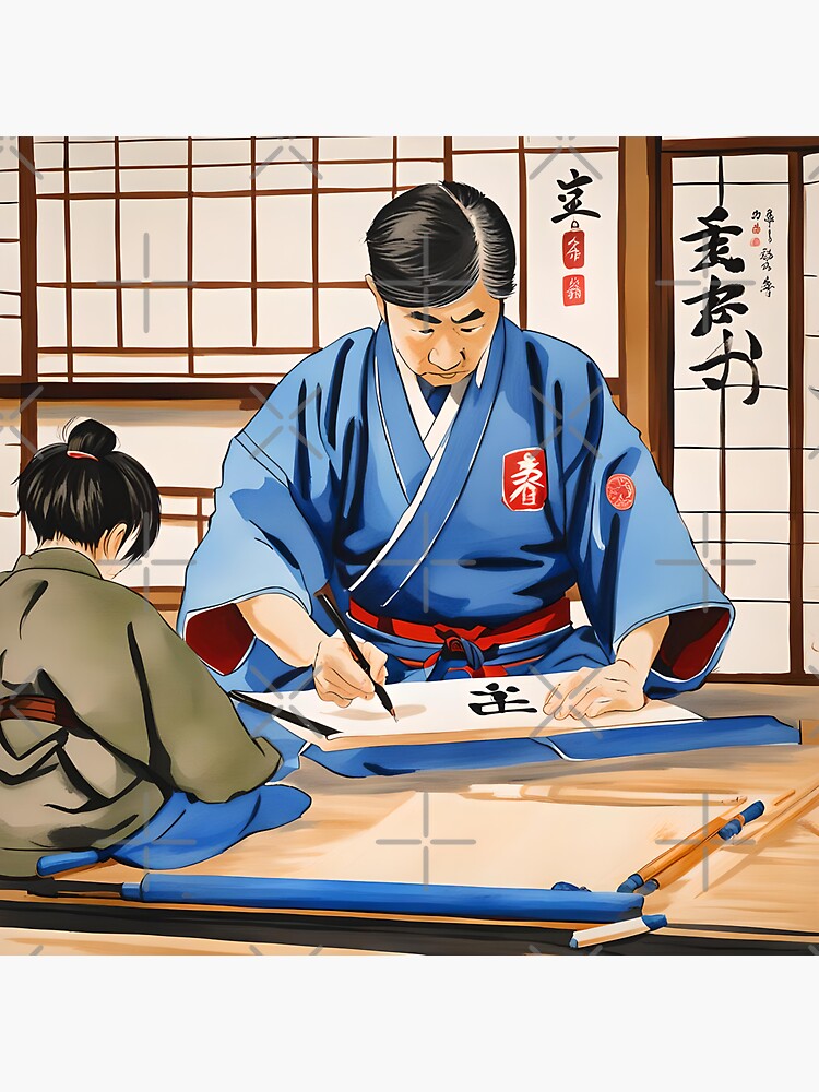 "Shodo lesson scene" Sticker for Sale by ponted | Redbubble